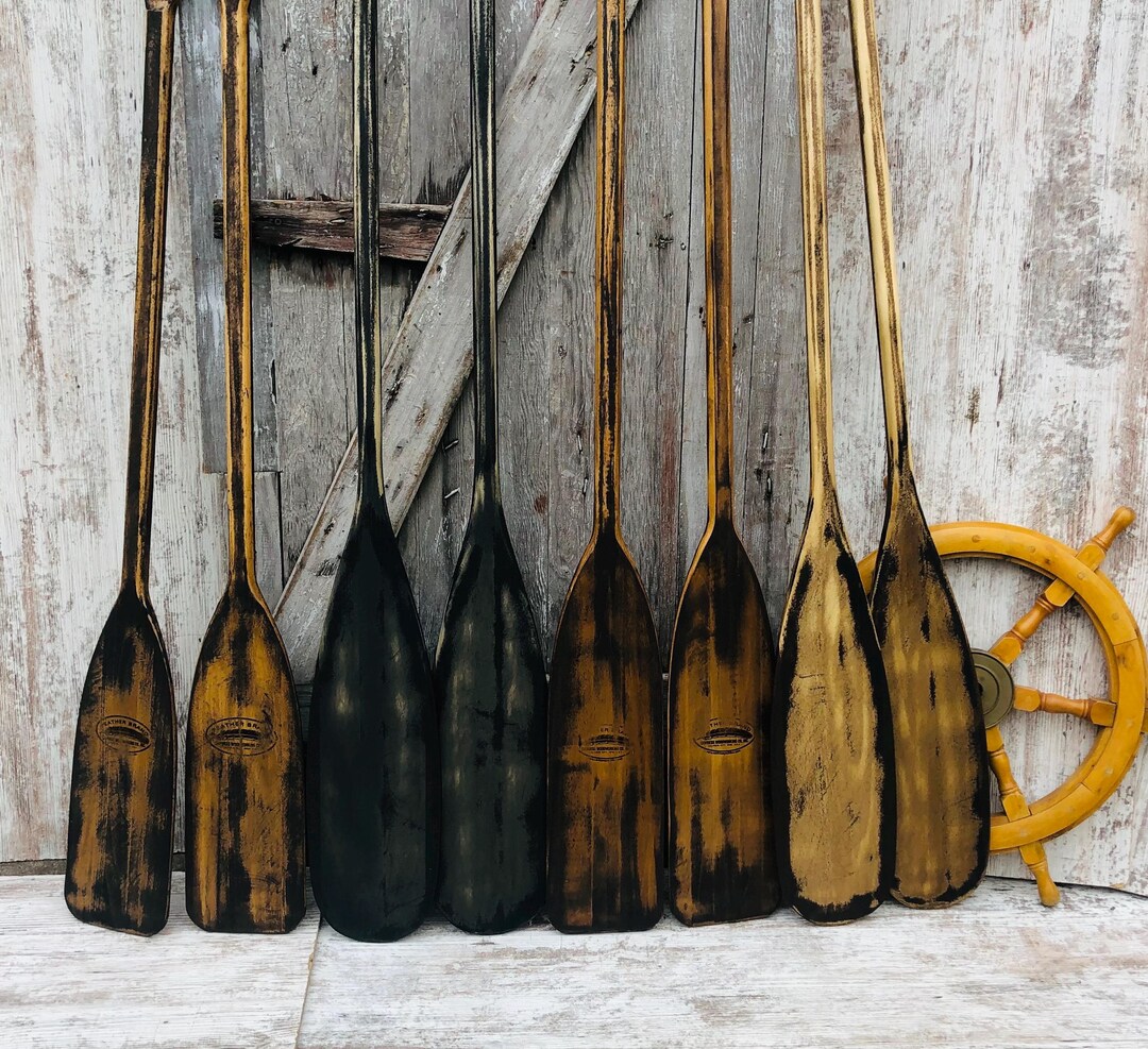 2 Vintage Wooden Canoe Paddle Feather Brand Paddles OR 2 Black Stained ...