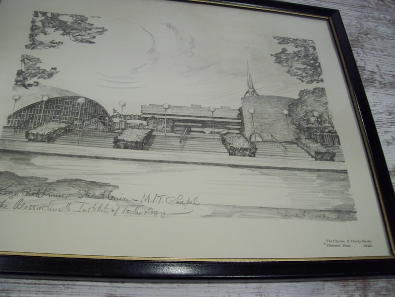 MIT Chapel Charles H Overly College Pencil Sketch Drawing Cambridge ...