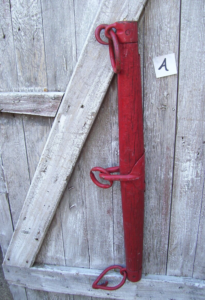 Red Wood Oxen Yoke Farmhouse Primitive Wood Iron Singletree Whiffletree ...