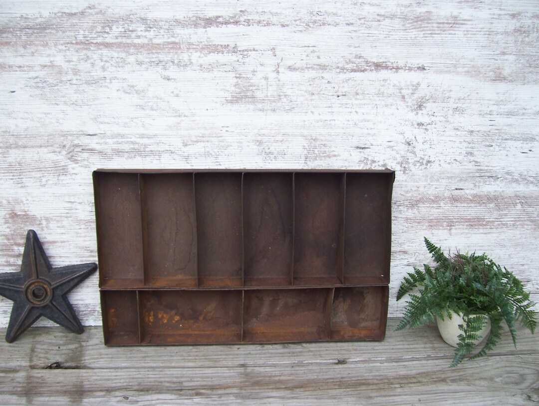 Primitive Metal Section Box Rusted Collection Display Farmhouse - Etsy
