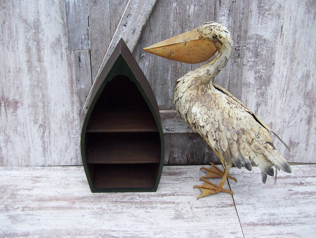 Wood Canoe Shelf Wooden Boat Nautical Lakehouse Beach Cabin Decor ...