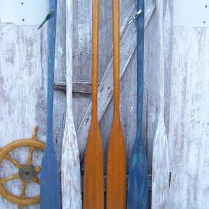 2 Vintage Wooden Smokers Paddles 83" or SINGLE White Painted Oars Navy ...