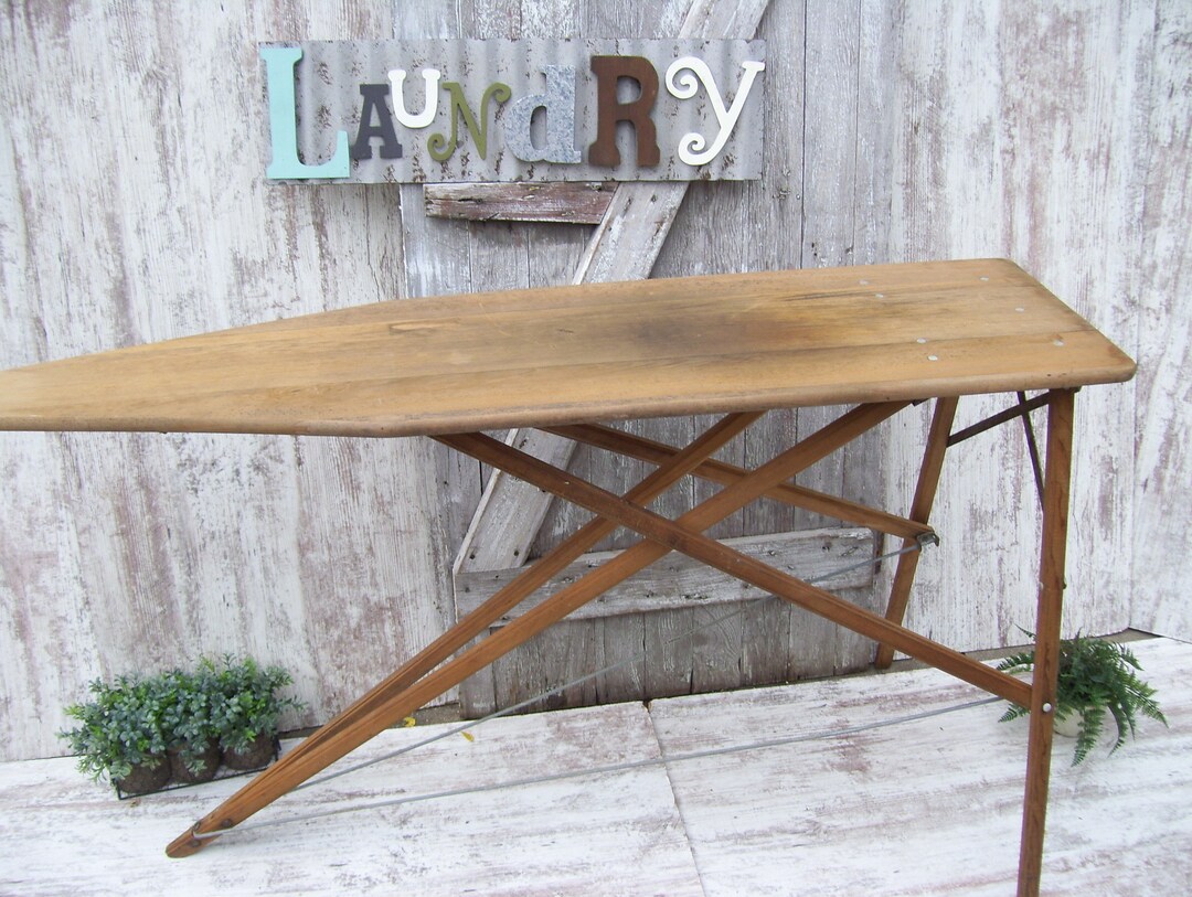 Vintage Wood Ironing Board Wooden Folding Table Primitive Farmhouse ...