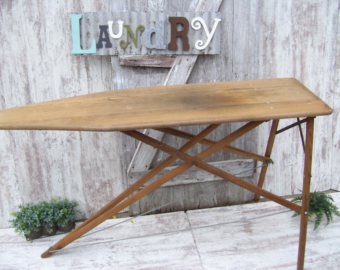 Vintage Wood Ironing Board Wooden Folding Table Primitive Farmhouse ...