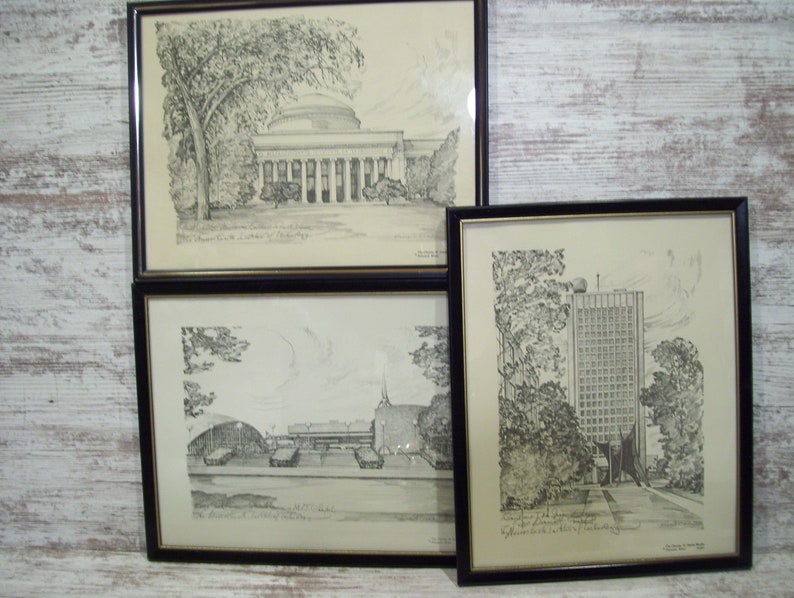 MIT Chapel Charles H Overly College Pencil Sketch Drawing Cambridge ...