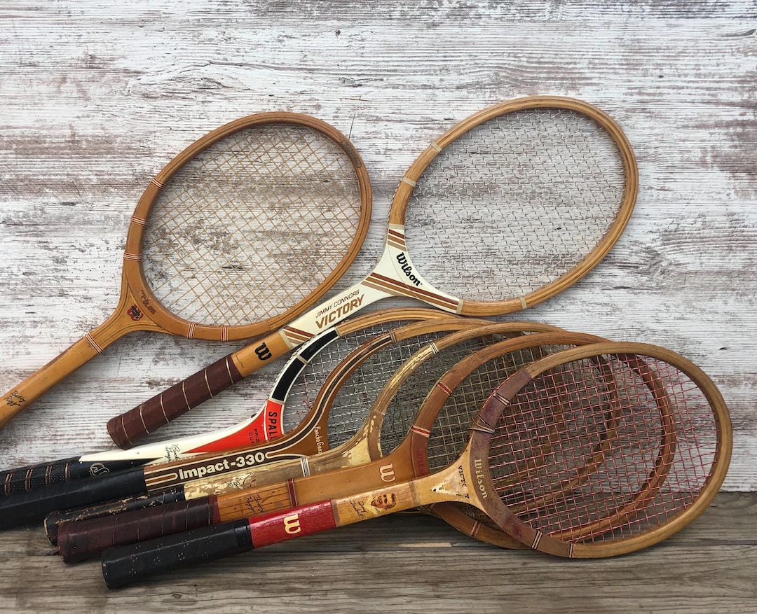 Wood Tennis Racquets Wilson Bobby Riggs Spalding Pancho Gonzales Jimmy ...