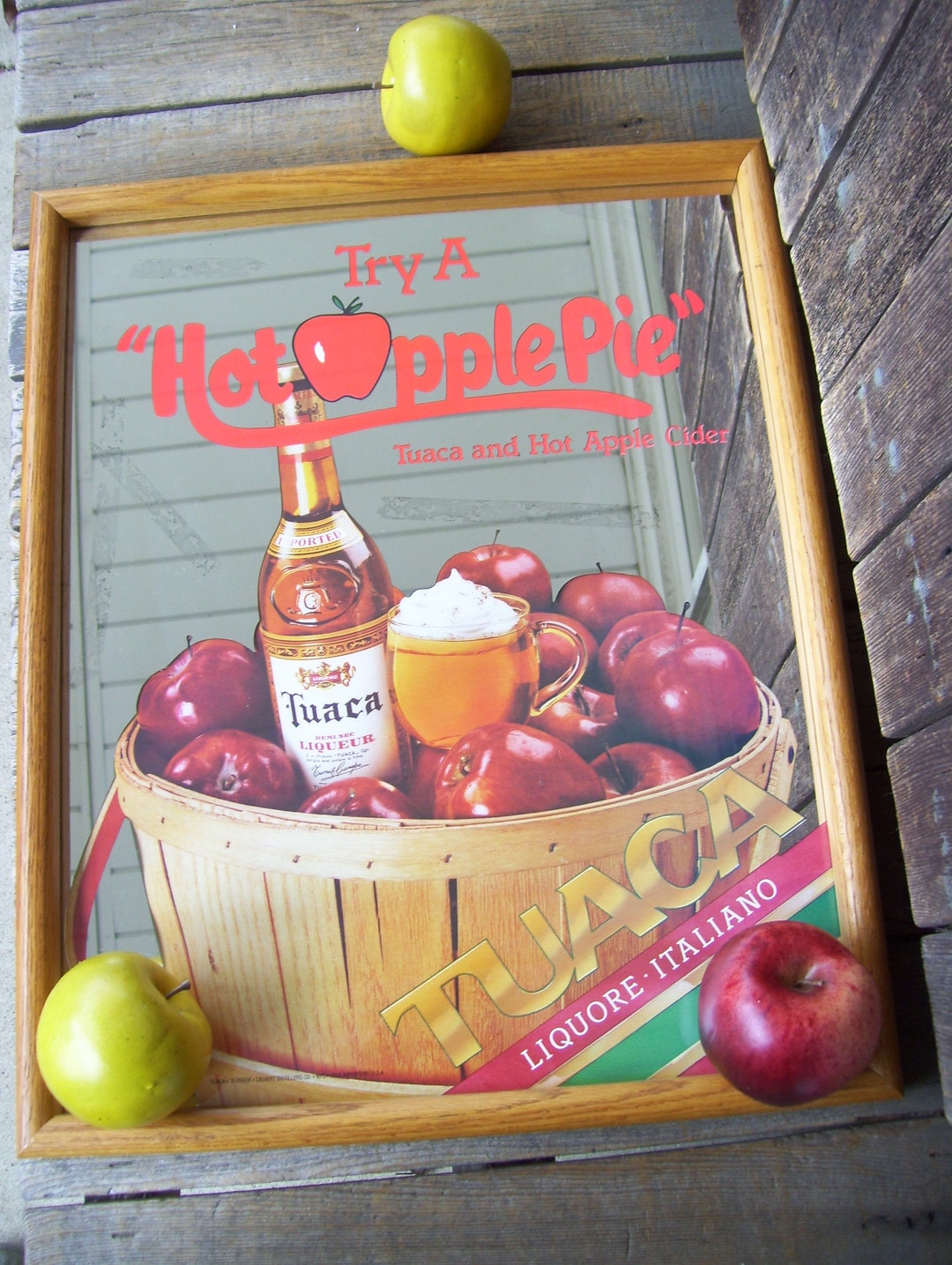 Tuaca Liqueur Italian Mirrored Art Hot Apple Pie Liquor Advertising Bar ...