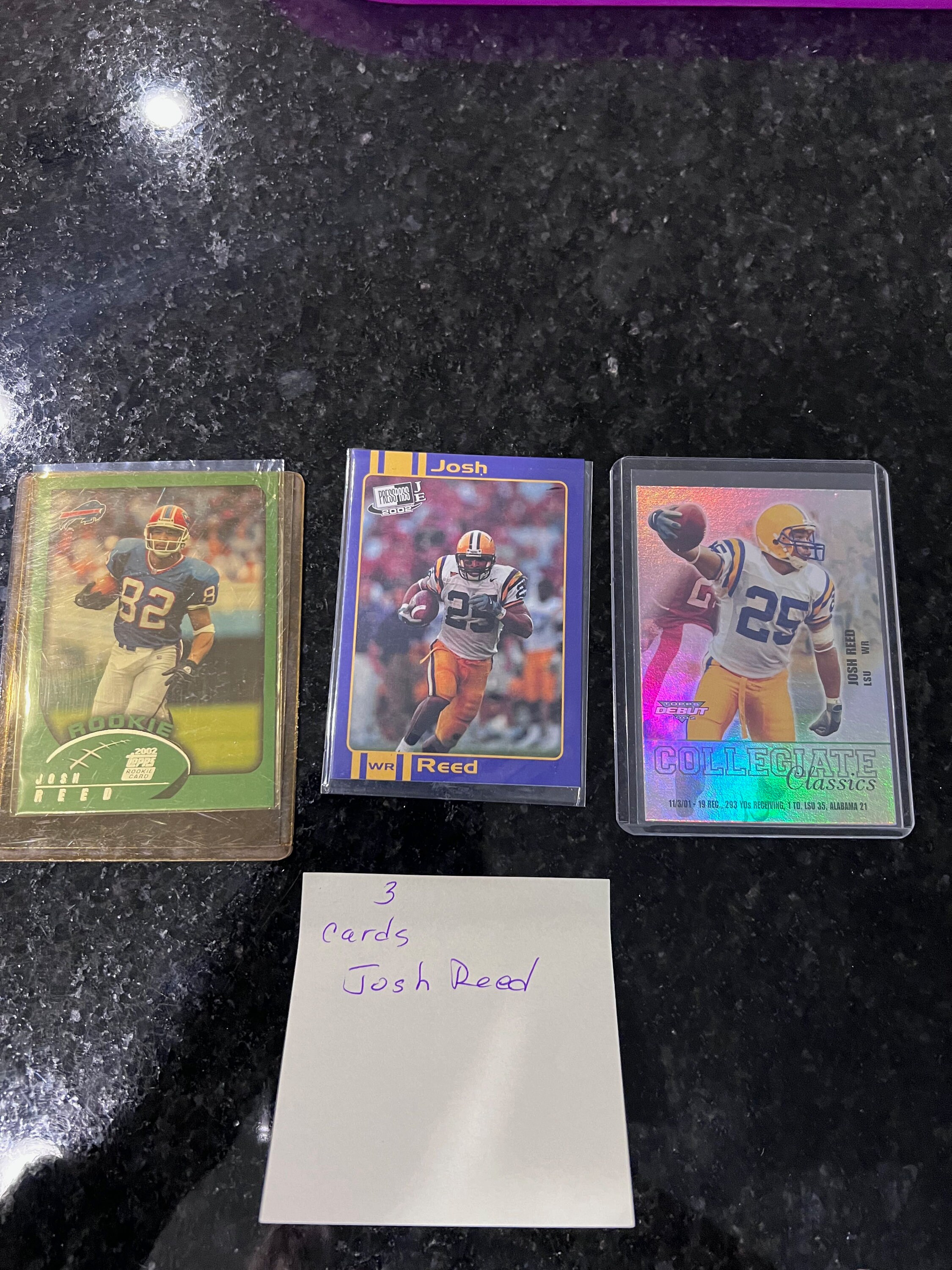 Memorabilia Collectibles Art & Collectibles 3 Josh Reed Football Cards ...