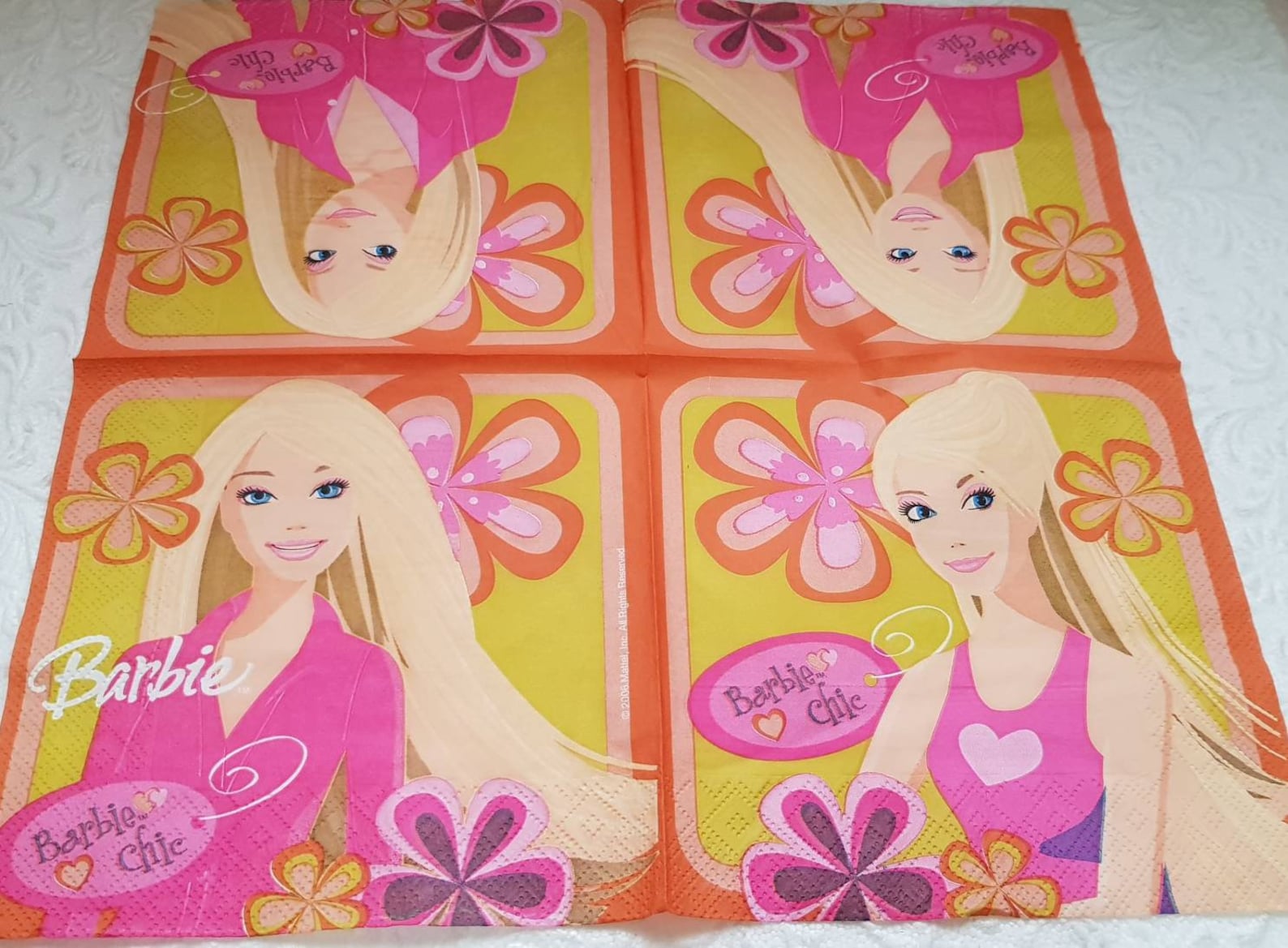 Barbie Chic Set of 4 Paper Napkins 3287-2 Ply/girls Napkins/floral/pink ...