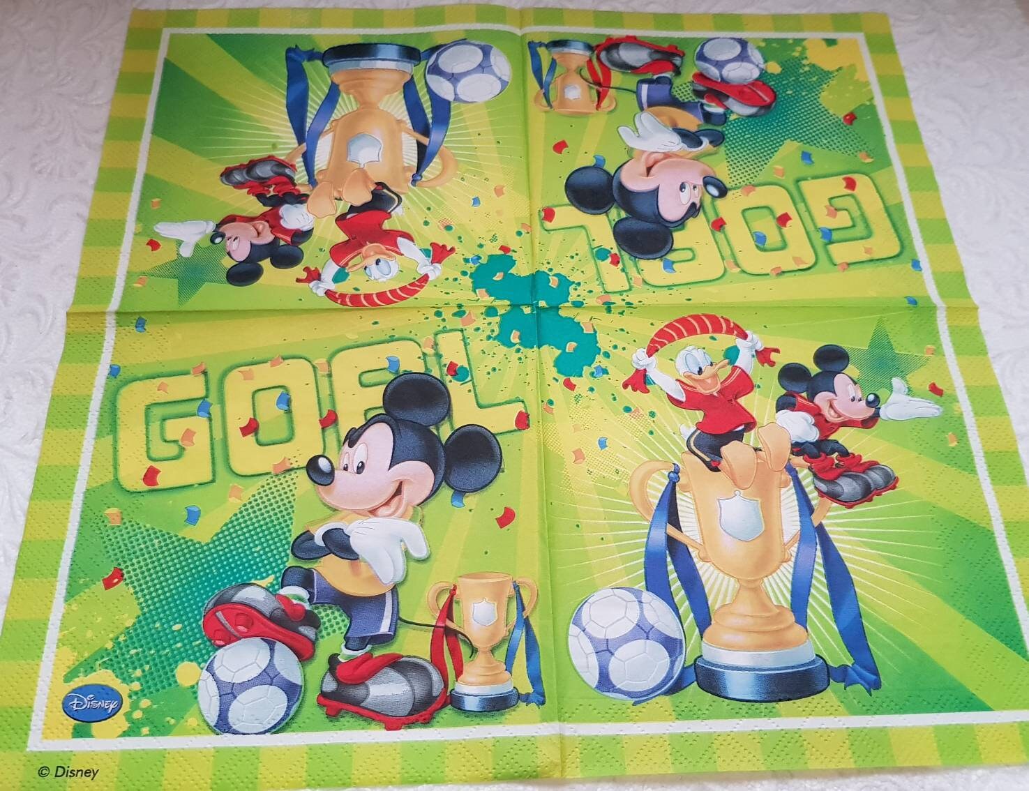 Mickey Winner Goal 3601 Paper napkins set of 4 2 | Etsy