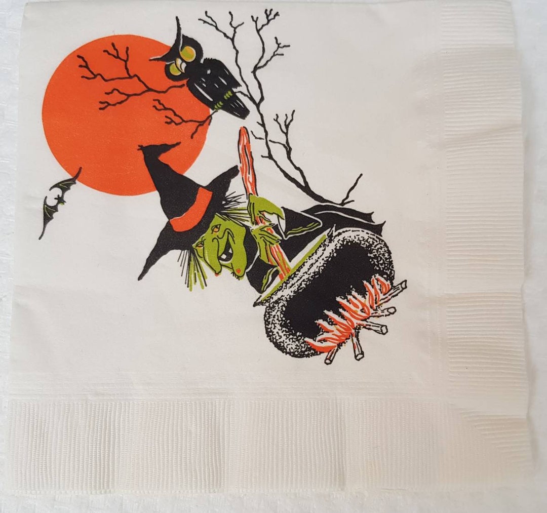 2 Decoupage Paper Napkins Witch With Fire 2106 Paper - Etsy