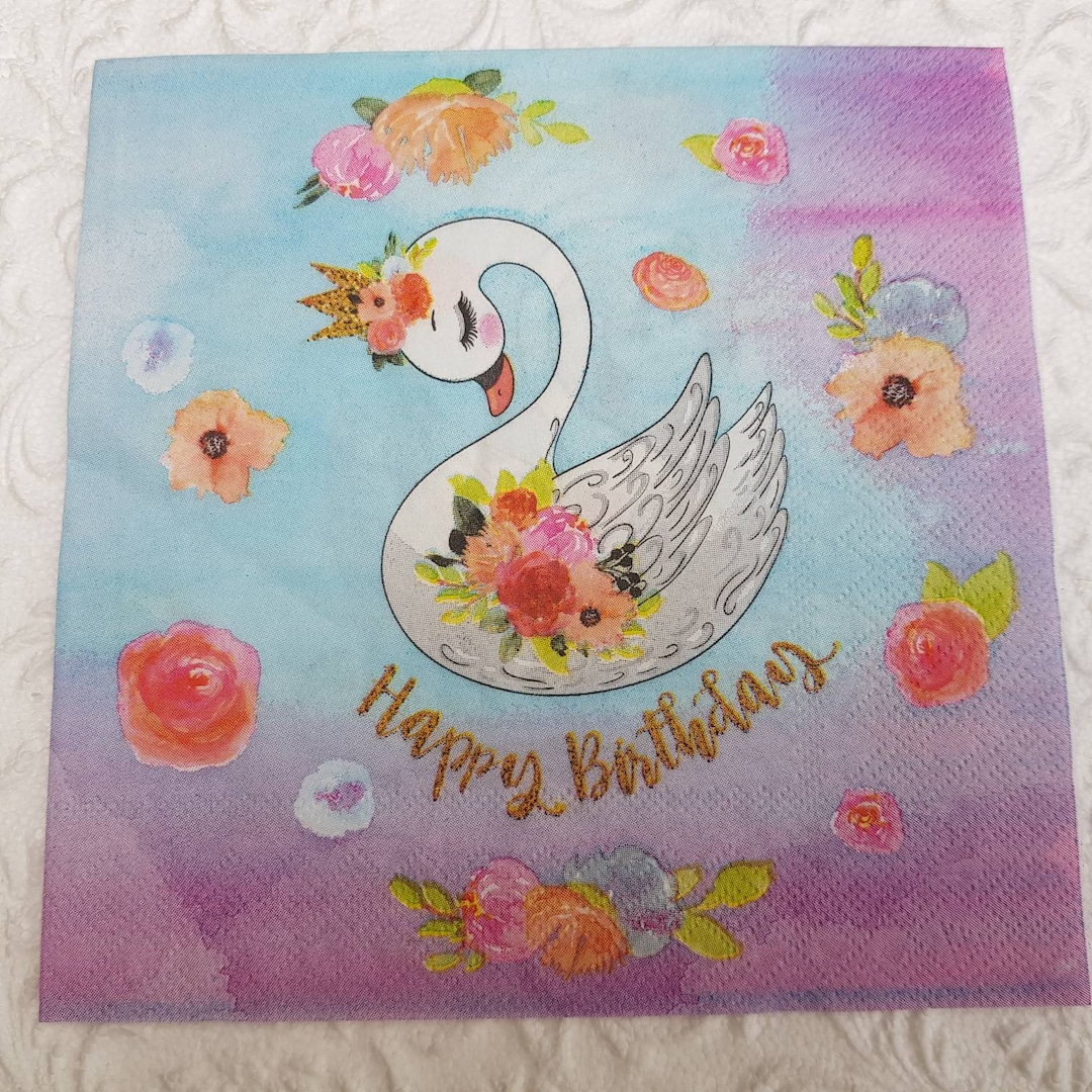 4 Paper Napkins Swan, 5032, Party Supplies, Decoupage Tissue, Girl ...