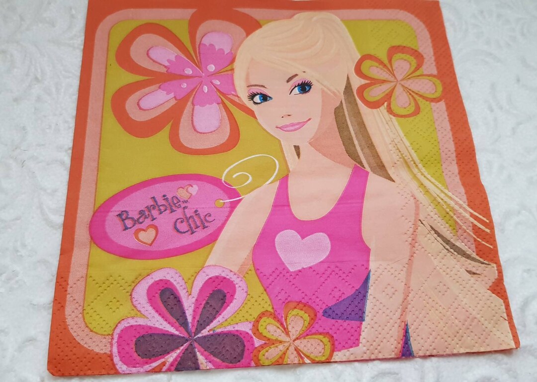Barbie Chic Set of 4 Paper Napkins #3287-2 Ply/girls Napkins/floral ...