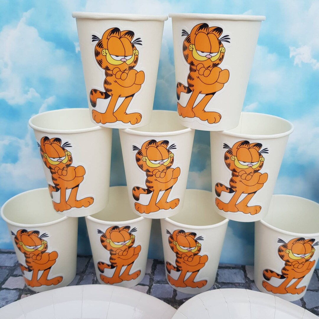 10 Paper Small Cups Garfield, 8 Oz, Birthday Tableware, Table Decor ...