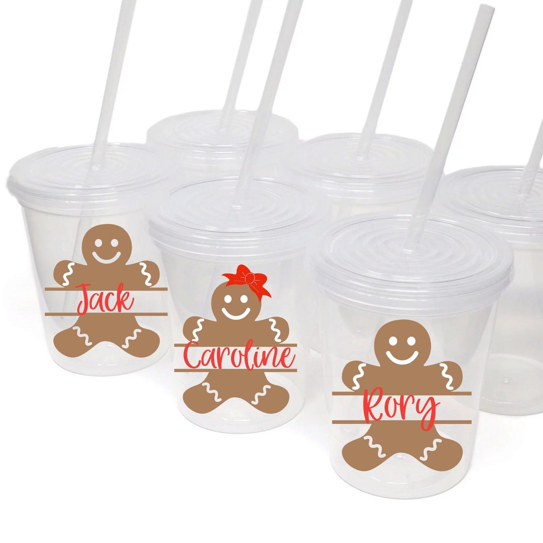 Personalized Gingerbread Kids Cup, Gingerbread Cups With Lid and Straw ...