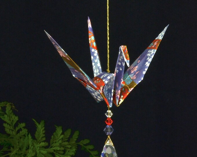 Origami Crane Suncatcher - Large - Colorful Japanese Paper, Peace Crane ...
