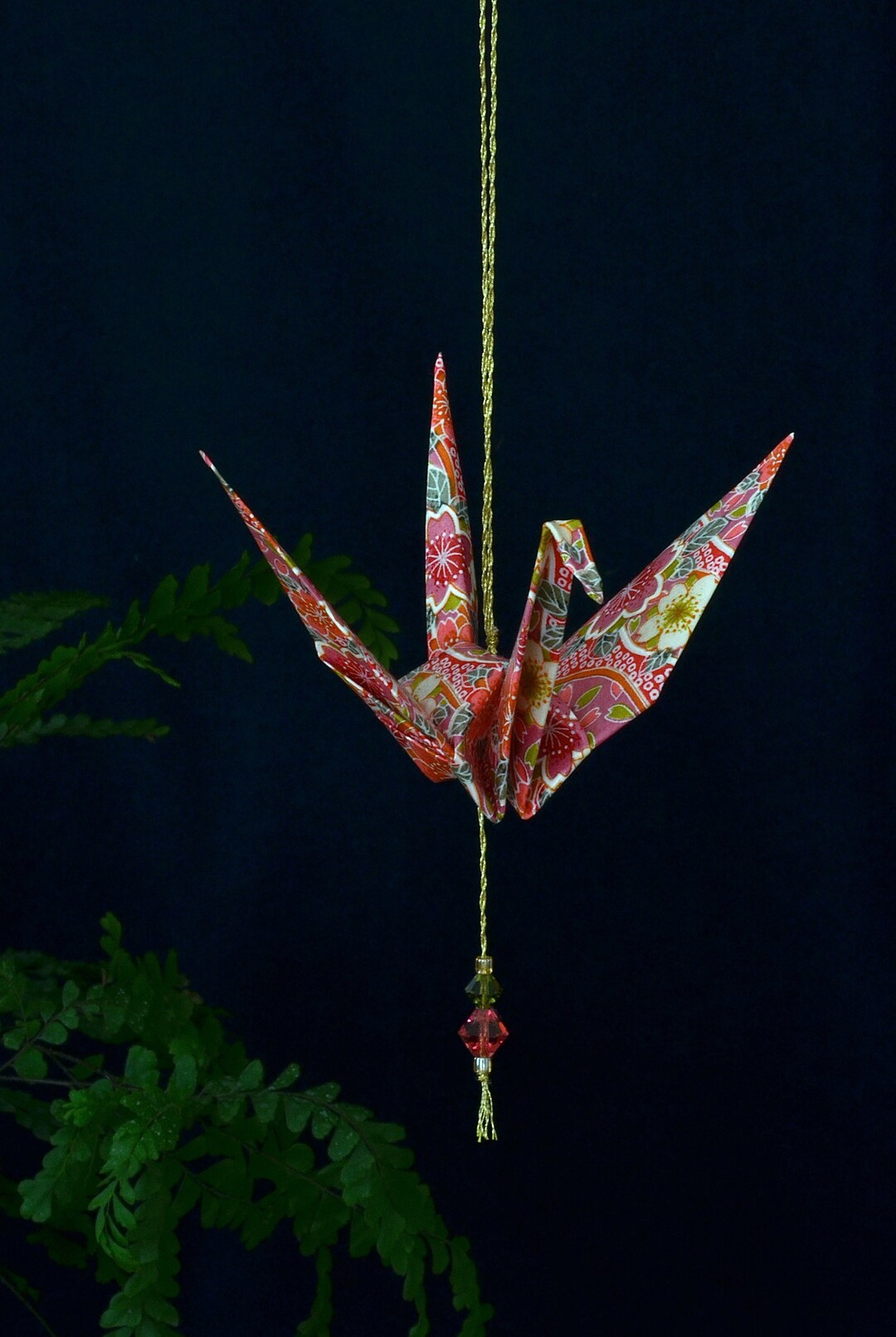 Origami Crane Hanging Ornament - Japanese Paper, 1st Yr Anniversary ...