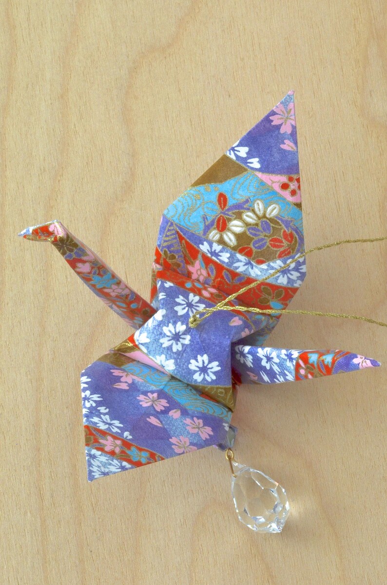 Origami Crane Suncatcher Large Colorful Japanese Paper, Peace Crane ...