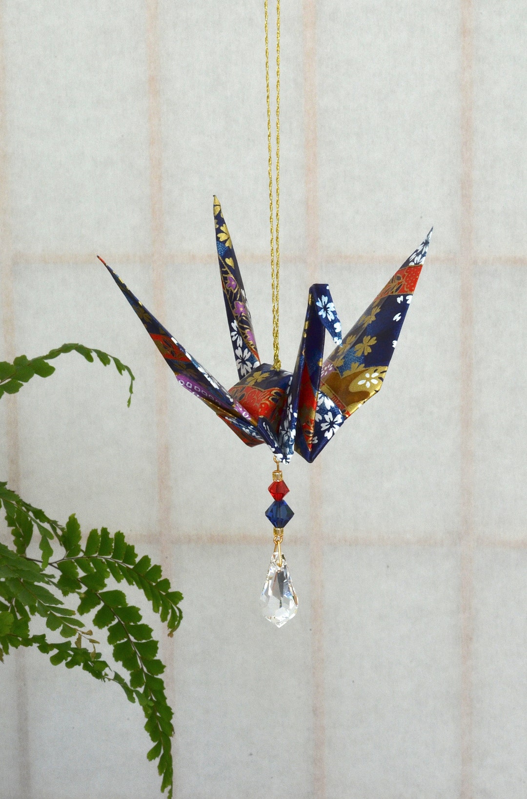 Origami Crane Suncatcher Large Blue Japanese Paper, Peace Crane, 1st Yr ...