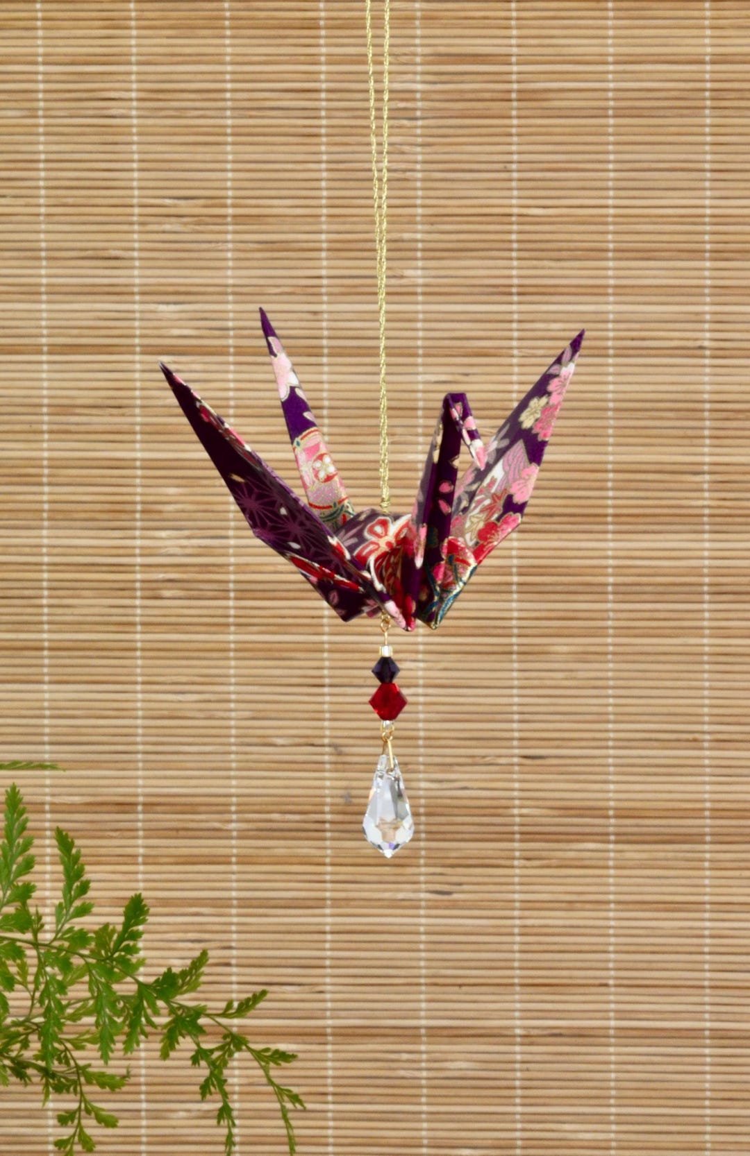 Origami Crane Suncatcher - Large - Purple Japanese Paper, Peace Crane ...