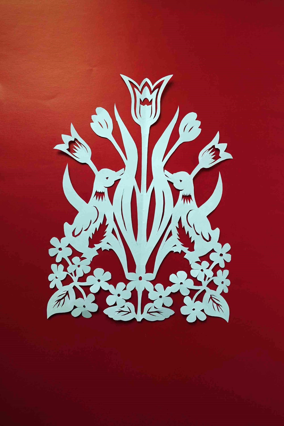 Unframed Botanical Papercut Art Picture. Hand Paper Cut Out Art ...