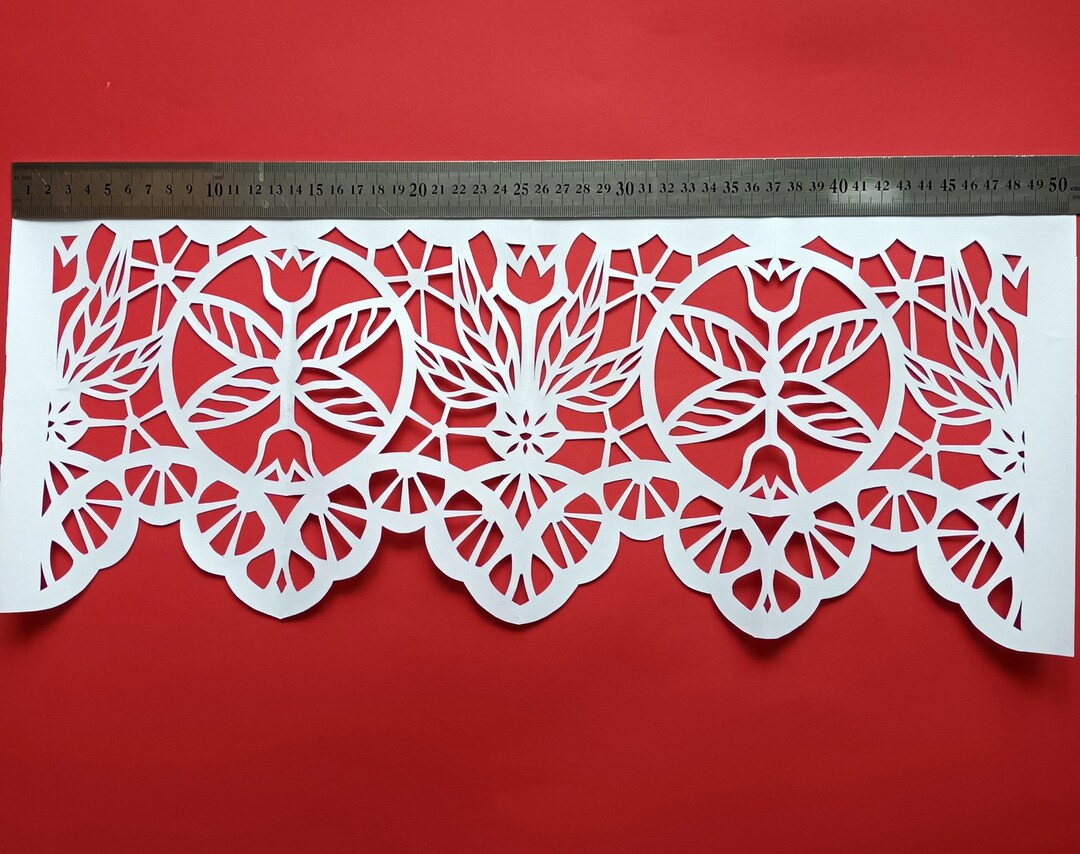 White Paper Cutting Decorative Curtain of Papier. Paper Cut Window Art ...