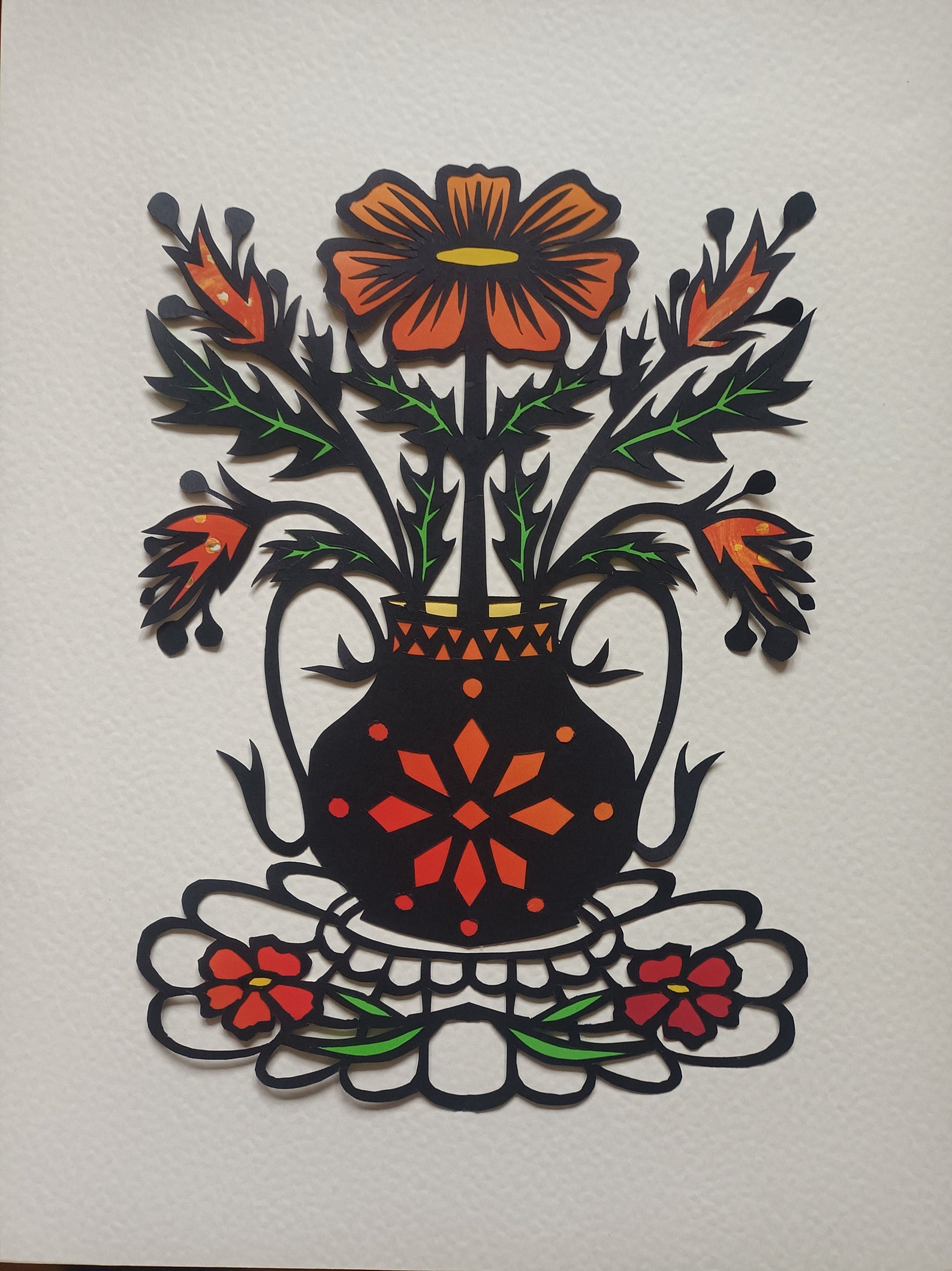 Original Paper Cut Picture. Paper Stained Glass. Hand Paper Cutting Art ...