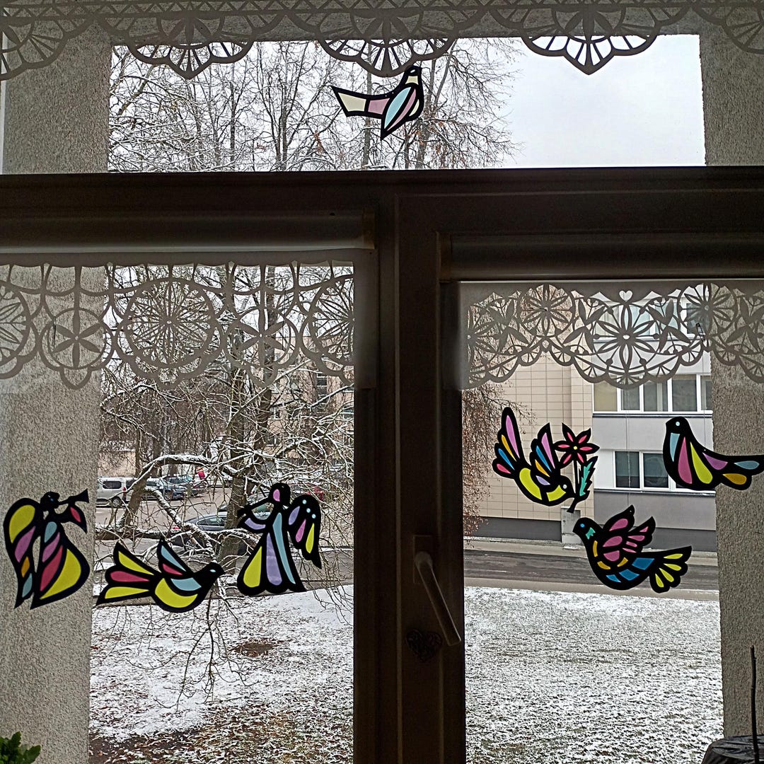 Window Paper Stained Glass. Boho Window Decor - Etsy