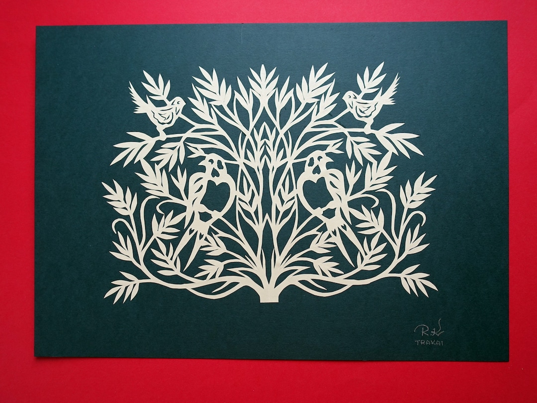 Original Paper Cut Picture. Hand Paper Cutting Decor. Botanical Picture ...
