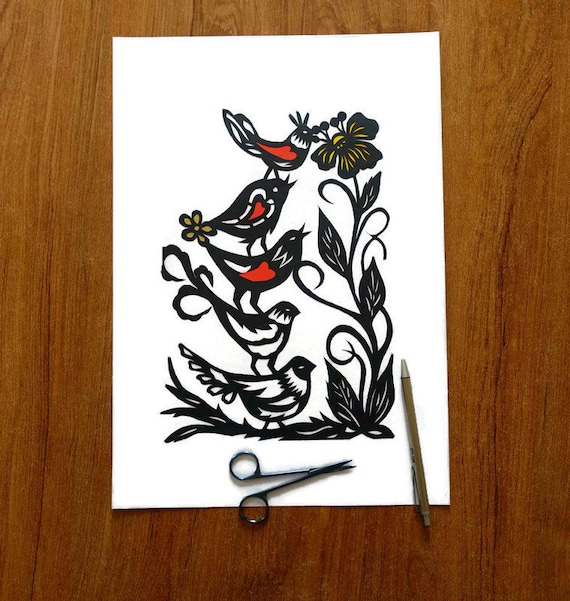 Birds Hand Cutting Art. Unique Papercut Art. Birds Paper Cut - Etsy