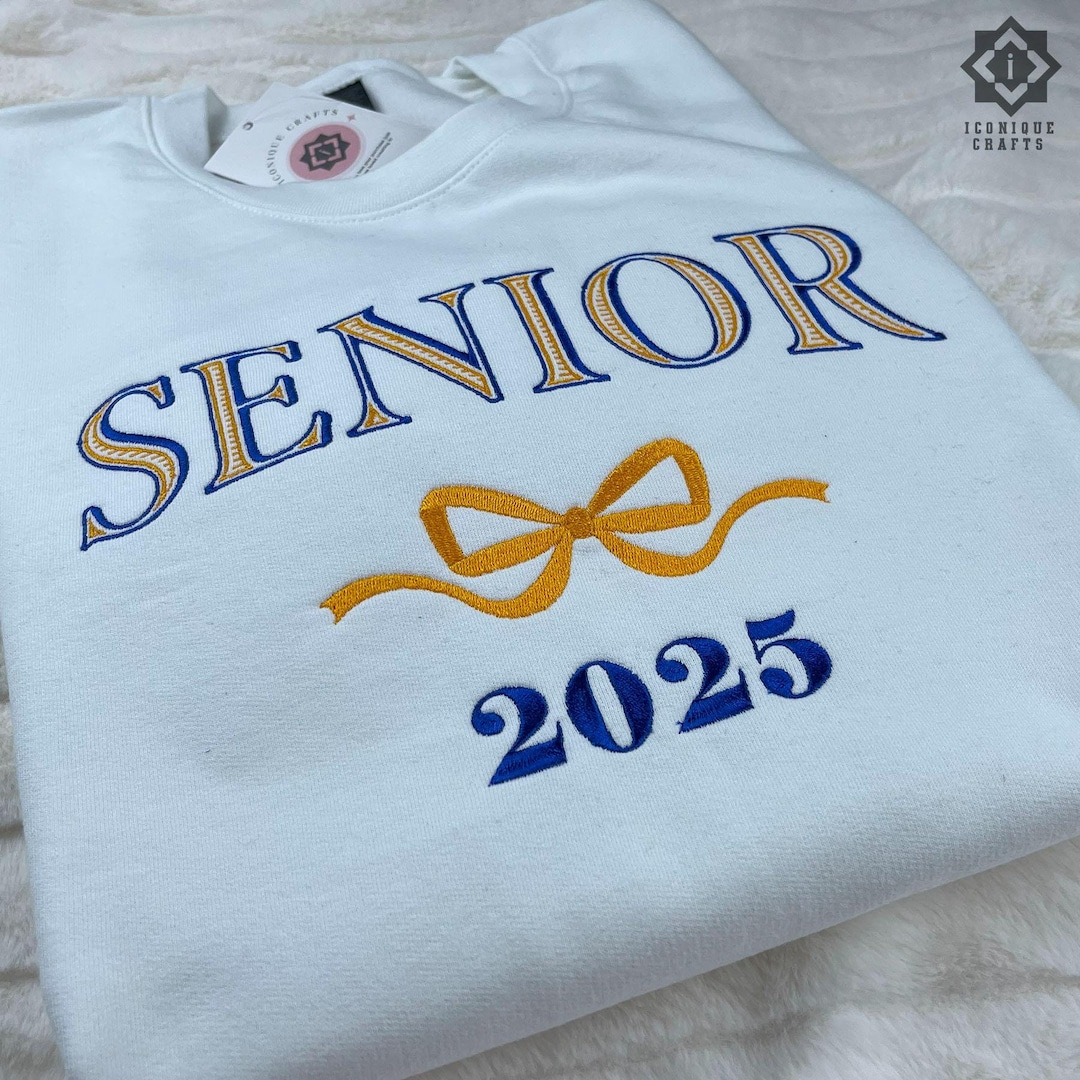 Custom Embroidered Senior Sweatshirt, Hoodie With Coquette Bow, Class ...