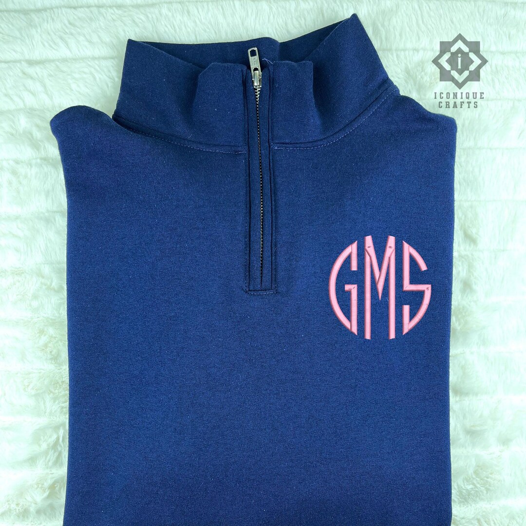 Custom Monogram Quarter Zip Sweatshirt, Embroidered Quarter Zip ...