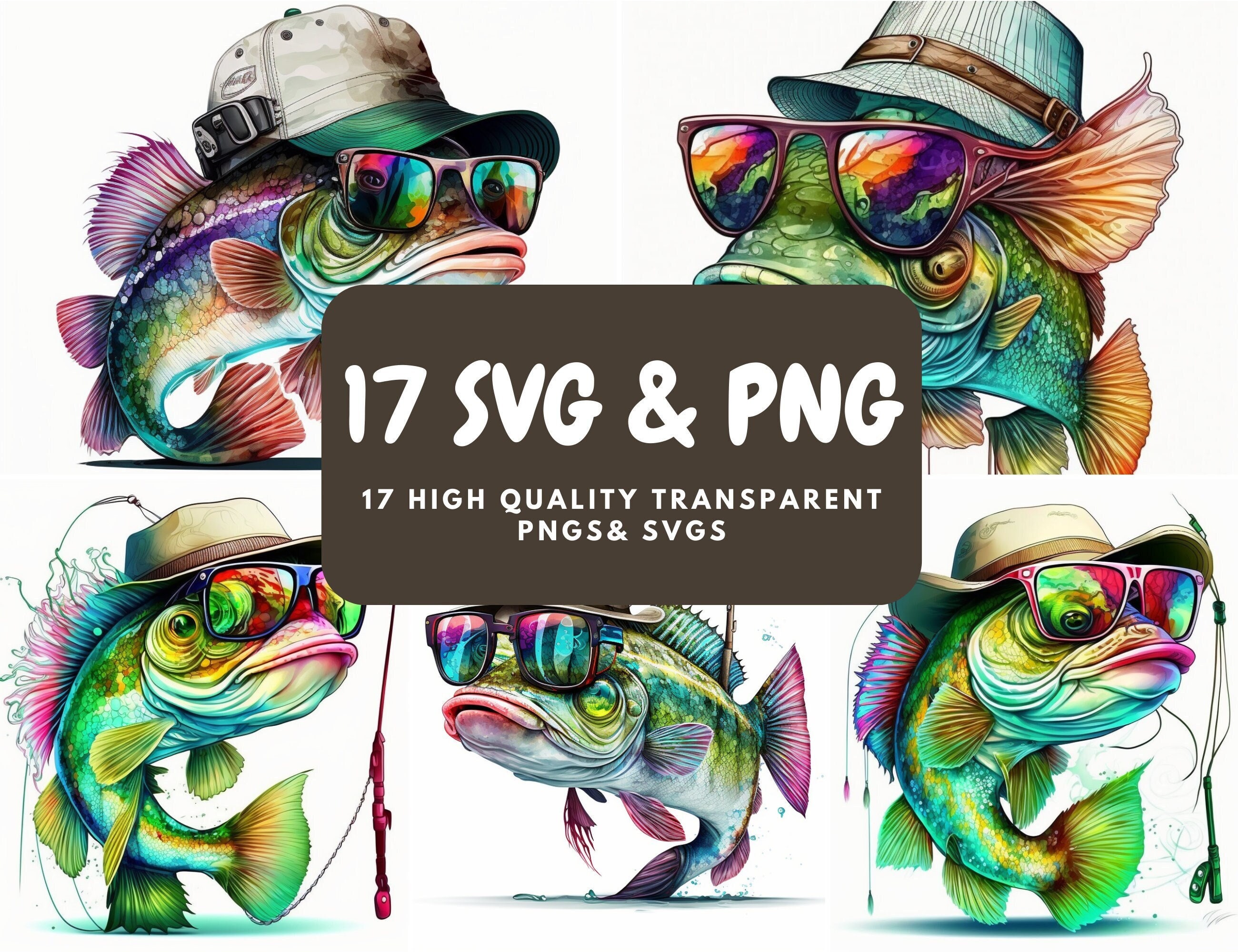 17 Bass Fish Svgs, Pngs, Fish Clipart, Fish PNG, Fish SVG, Digital ...