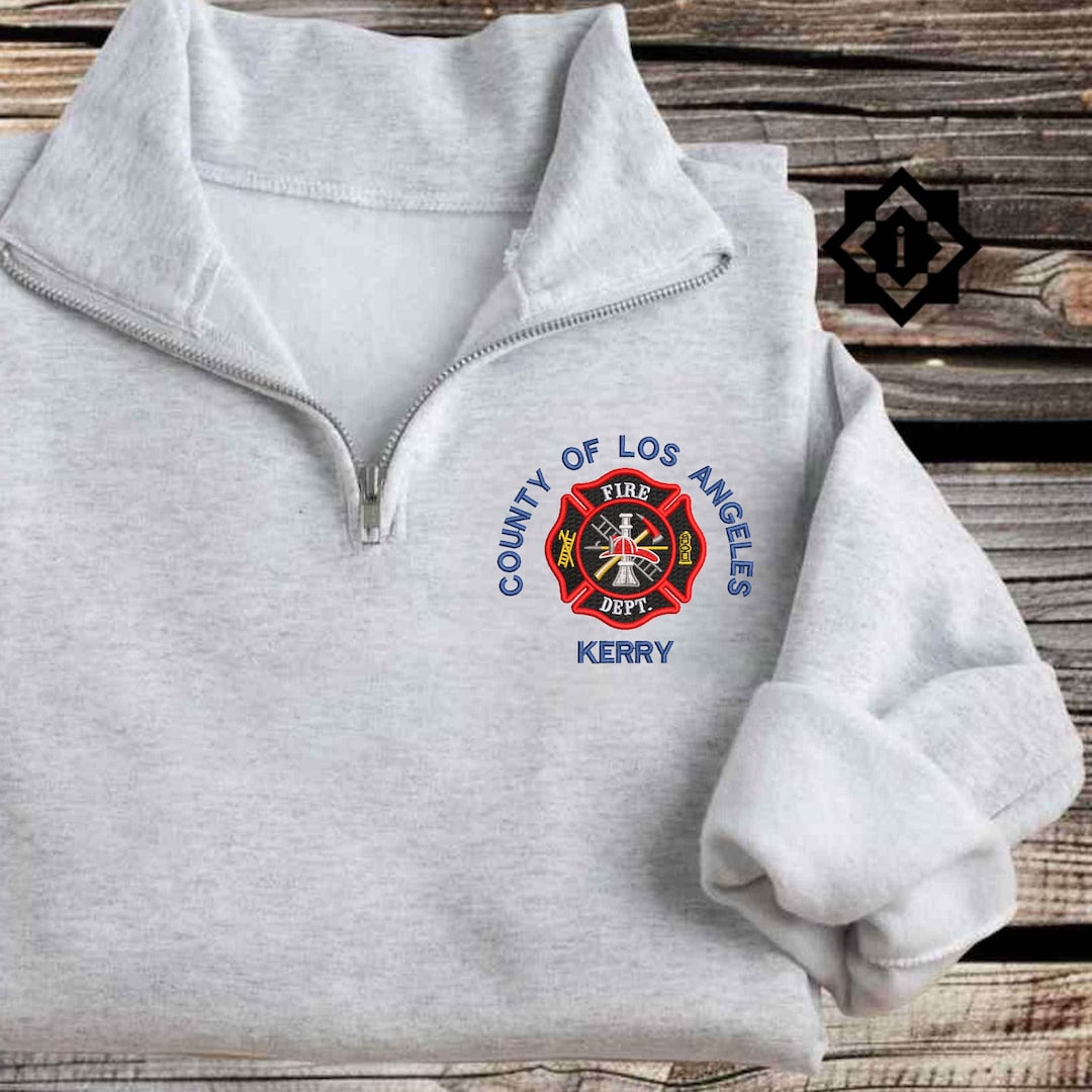 Custom Embroidered Quarter Zip Sweatshirt for Firefighter, Fire ...