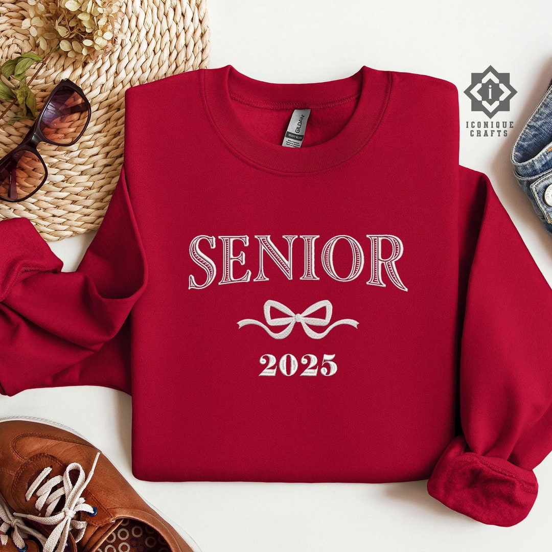 Custom Embroidered Senior Sweatshirt, Hoodie With Coquette Bow, Class ...