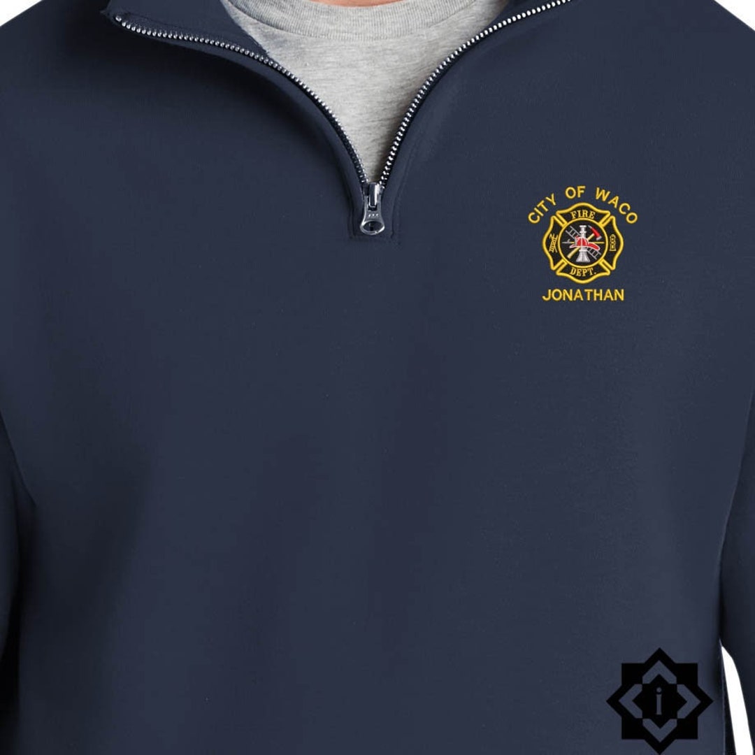 Custom Embroidered Quarter Zip Sweatshirt for Firefighter, Fire ...