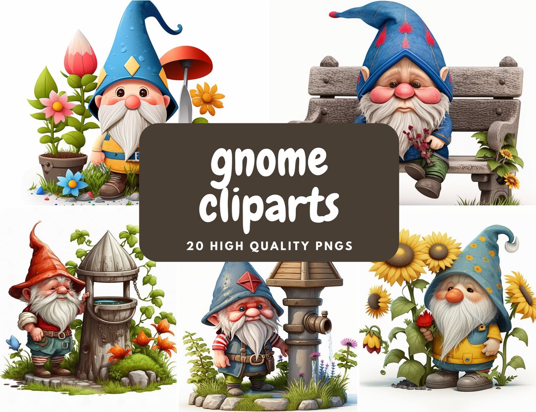 Cute Gnomes Clipart - 20 High Quality Pngs - Digital Download ...