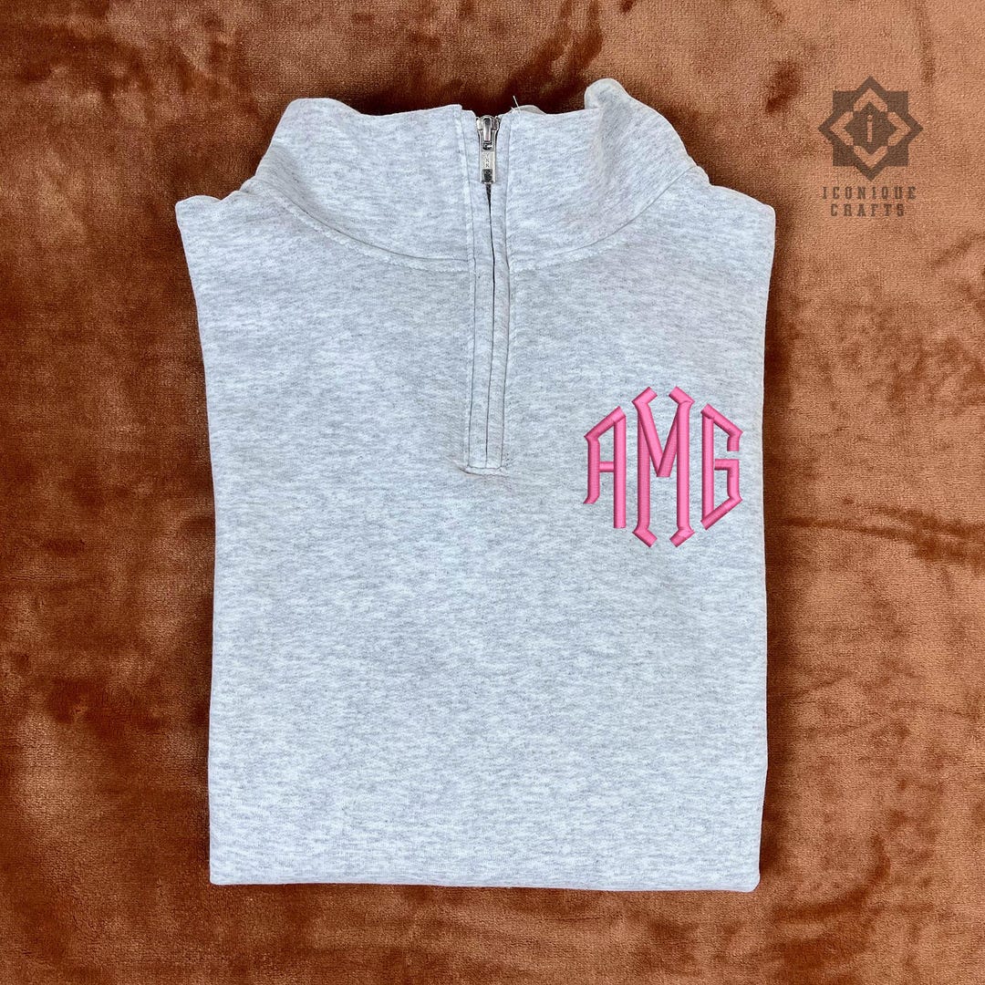 Monogram Quarter Zip Sweatshirt, Embroidered Quarter Zip, Monogrammed ...