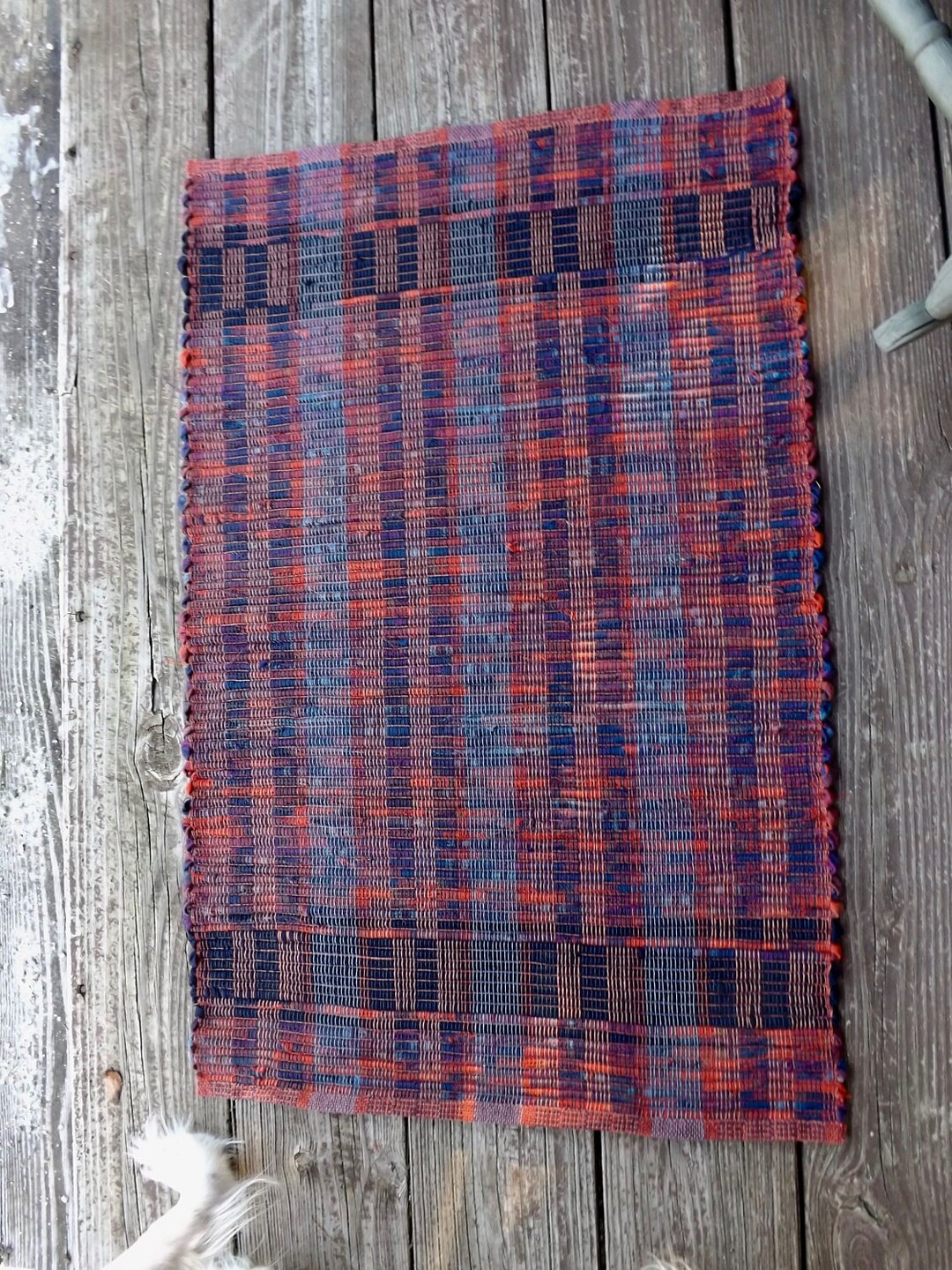 Handwoven Wool Rag Rug 25" X 30", Made in the USA, Free Domestic ...