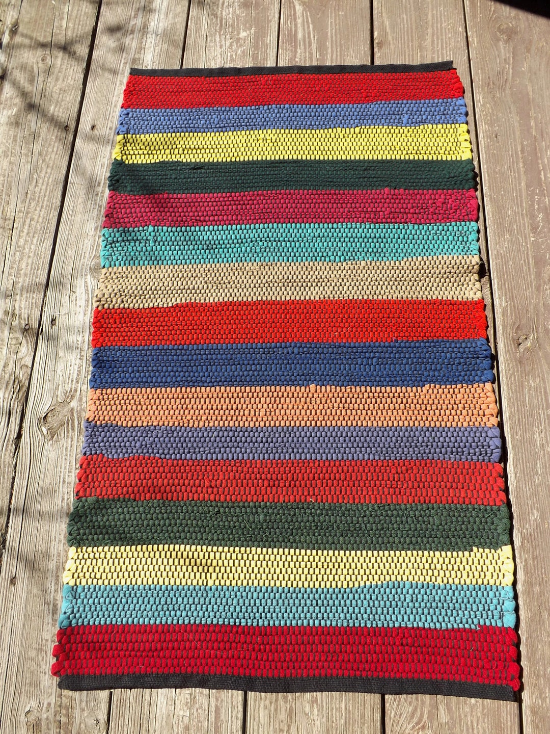 Handwoven Wool Rag Rug 25-1/2" X 43" for Nursery, Child's Room, Made in ...