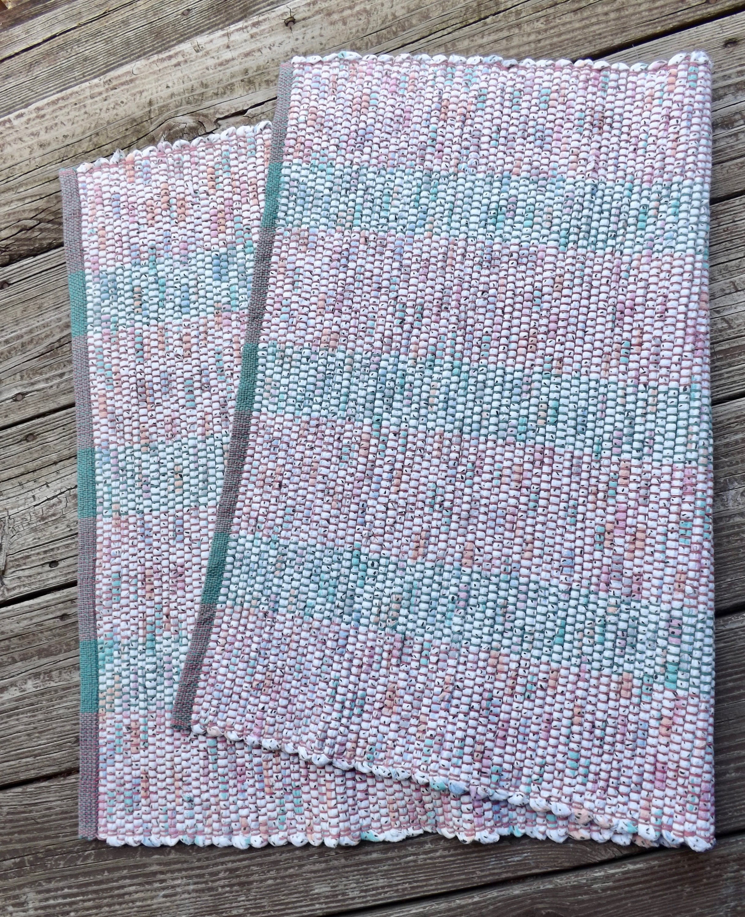 Handwoven Cotton Rag Rug in Soft Rose & Jade Colors 30 - Etsy