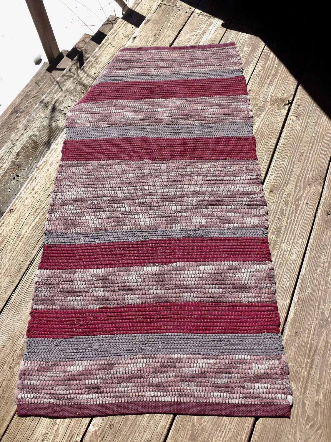 Handwoven Wool Rag Rug/runner, 27 Inches Wide X 4-1/2 Feet Long, Made ...
