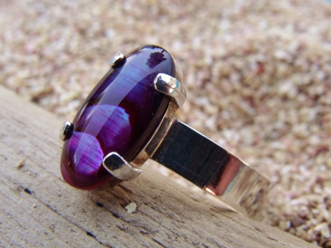 Purple Paua Shell Set in Sterling Silver Ring, Handcrafted Sterling ...
