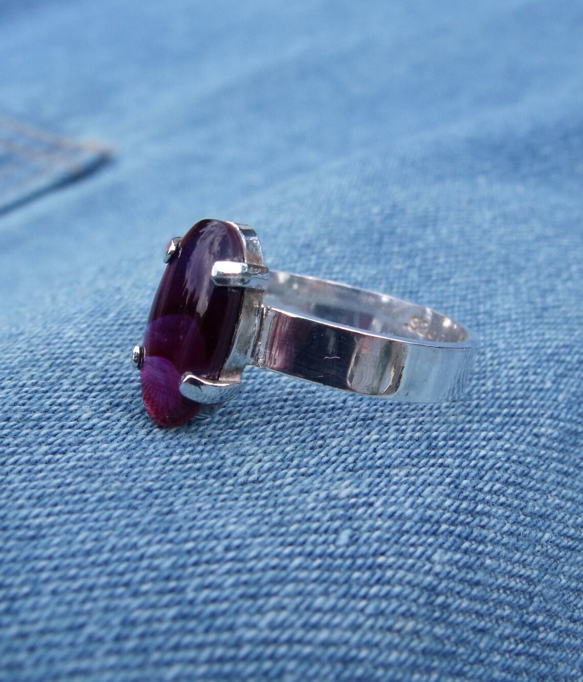 Purple Paua Shell Set in Sterling Silver Ring, Handcrafted Sterling ...