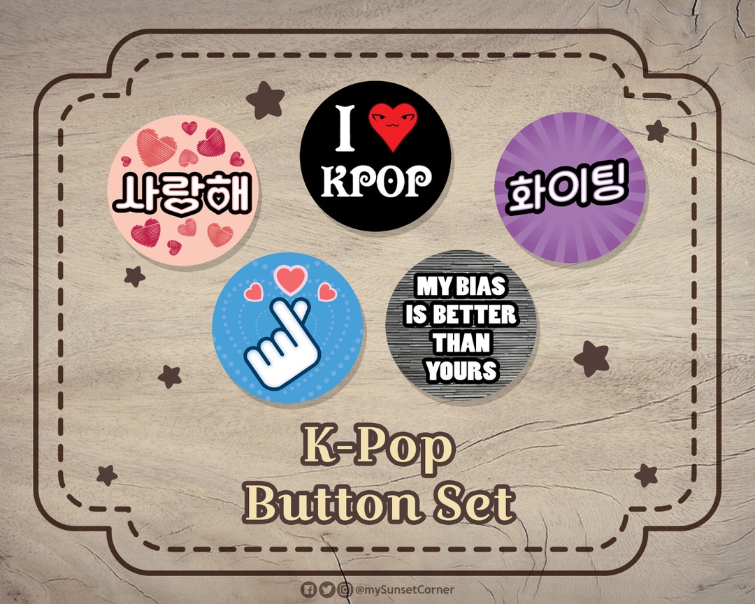 K-pop Button Set | Saranghae Hwaiting I Love Kpop - Etsy