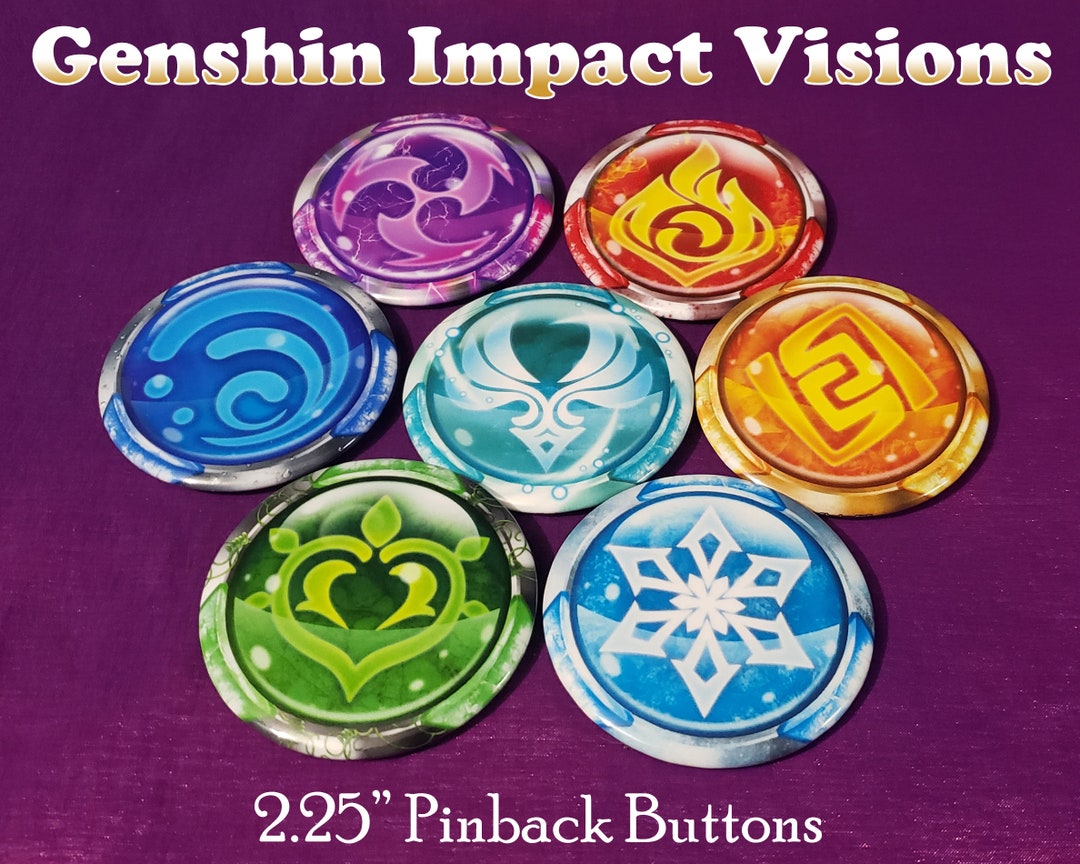Genshin Impact Vision Buttons | Pyro Cryo Anemo Dendro Hydro Electro ...
