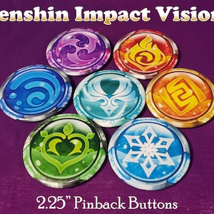Genshin Impact Vision Buttons | Pyro Cryo Anemo Dendro Hydro Electro ...