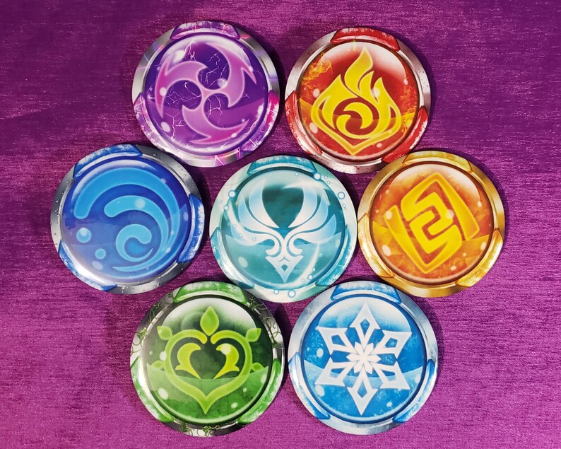 Genshin Impact Vision Buttons Pyro Cryo Anemo Dendro Hydro Electro Geo ...