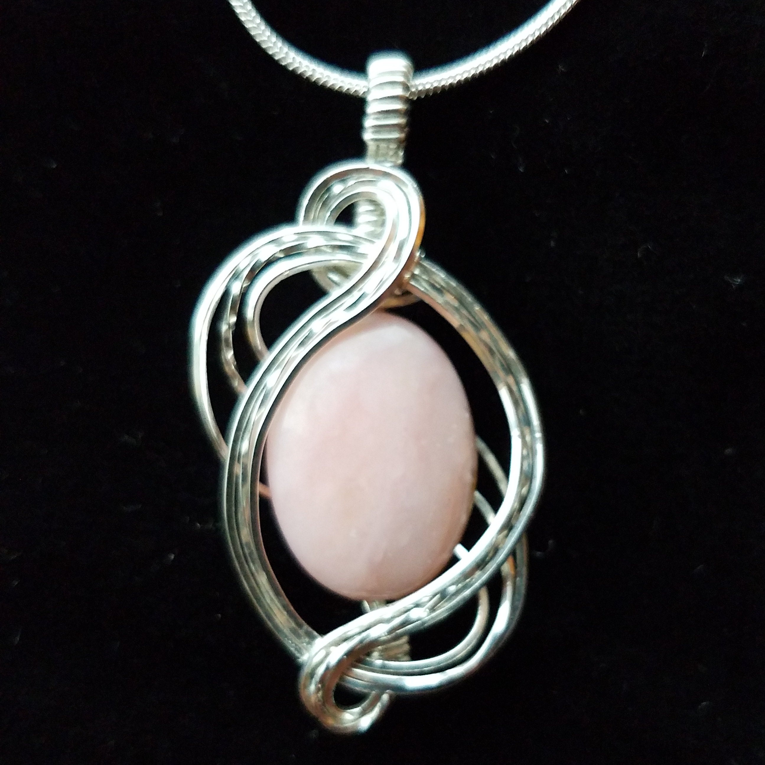 Pink Peruvian Opal Necklace Pendant Wire Wrapped Jewelry Handmade in ...