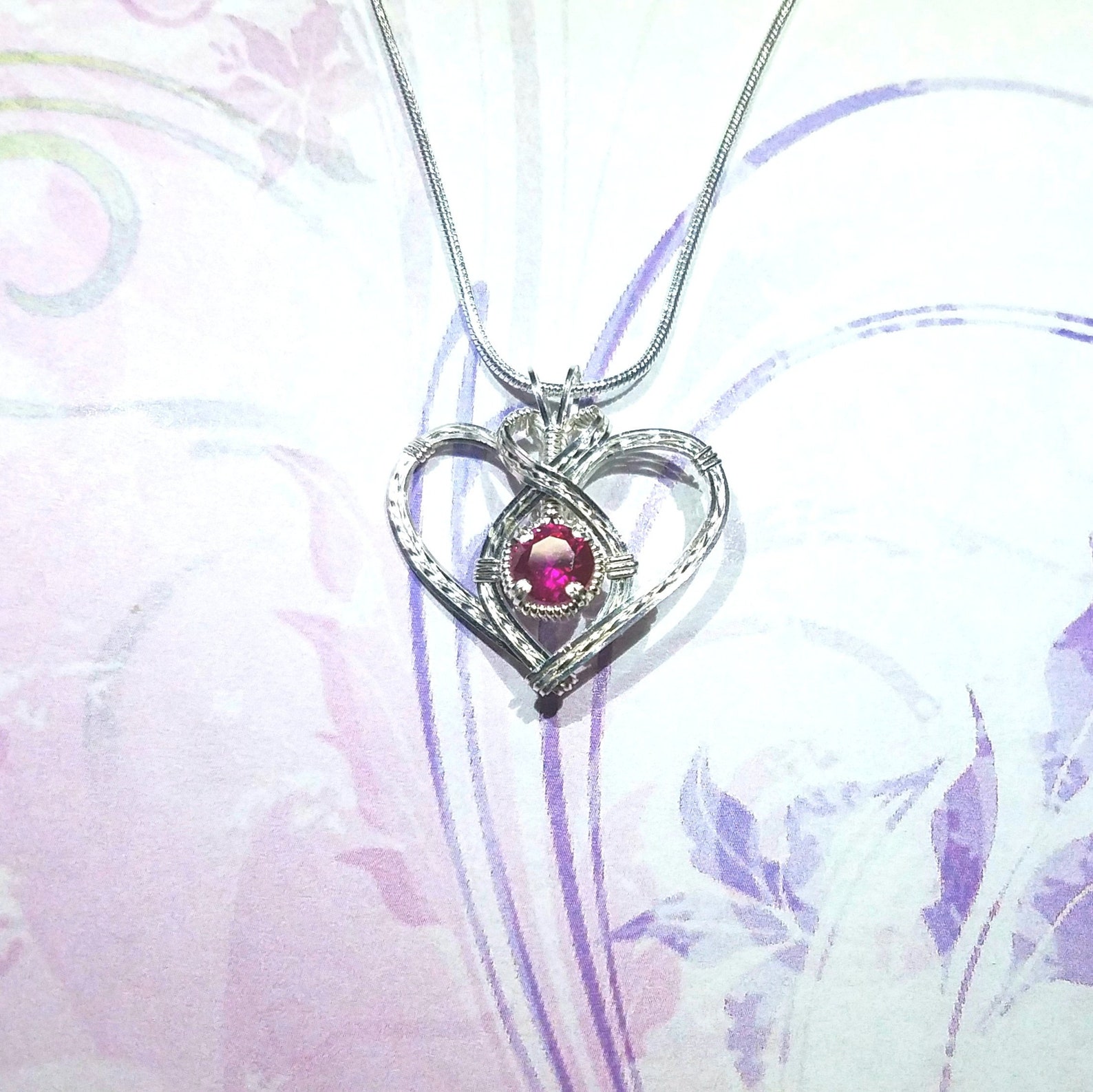 Personalized Gemstone Birthstone Heart Pendant Necklace - Etsy